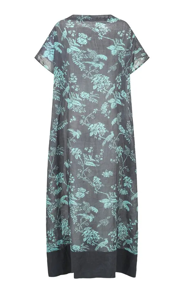 INTO THE EAST Bird And Flower Chiffon Maxi Dress