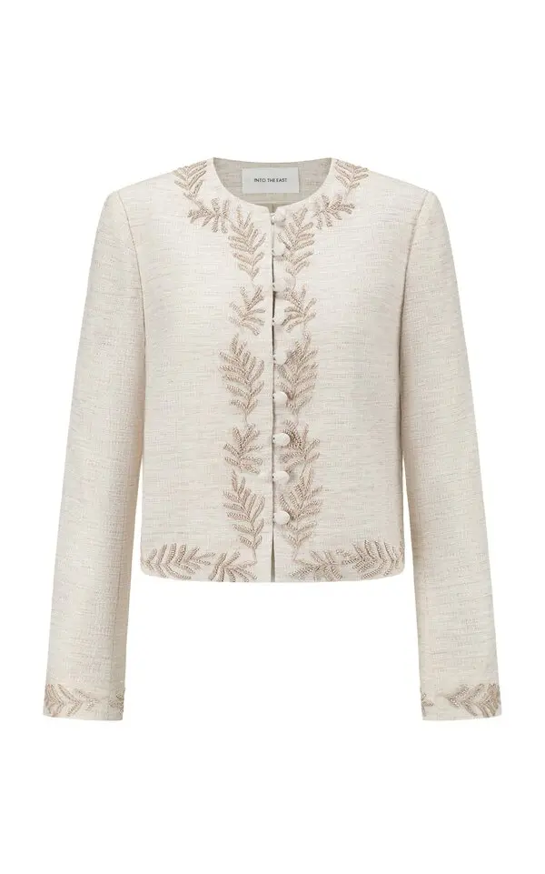 INTO THE EAST Oat Embroidered Linen Jacket - Neutral