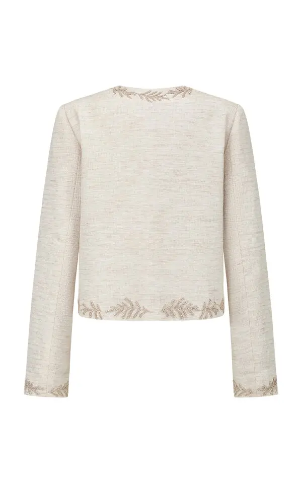 INTO THE EAST Oat Embroidered Linen Jacket