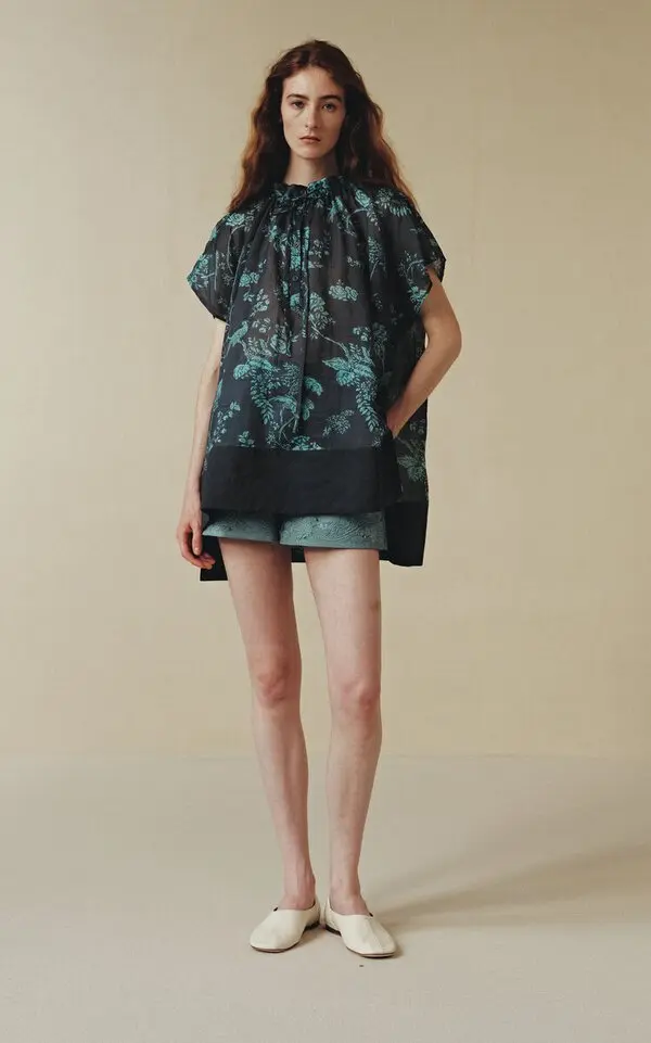 INTO THE EAST Bird And Flower Chiffon Top