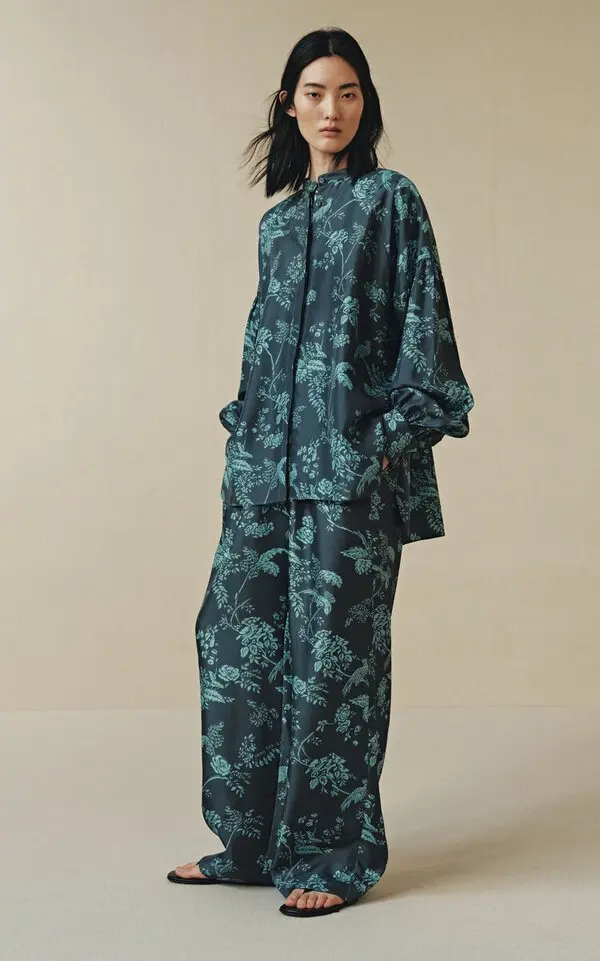 INTO THE EAST Bird And Flower Silk Shirt