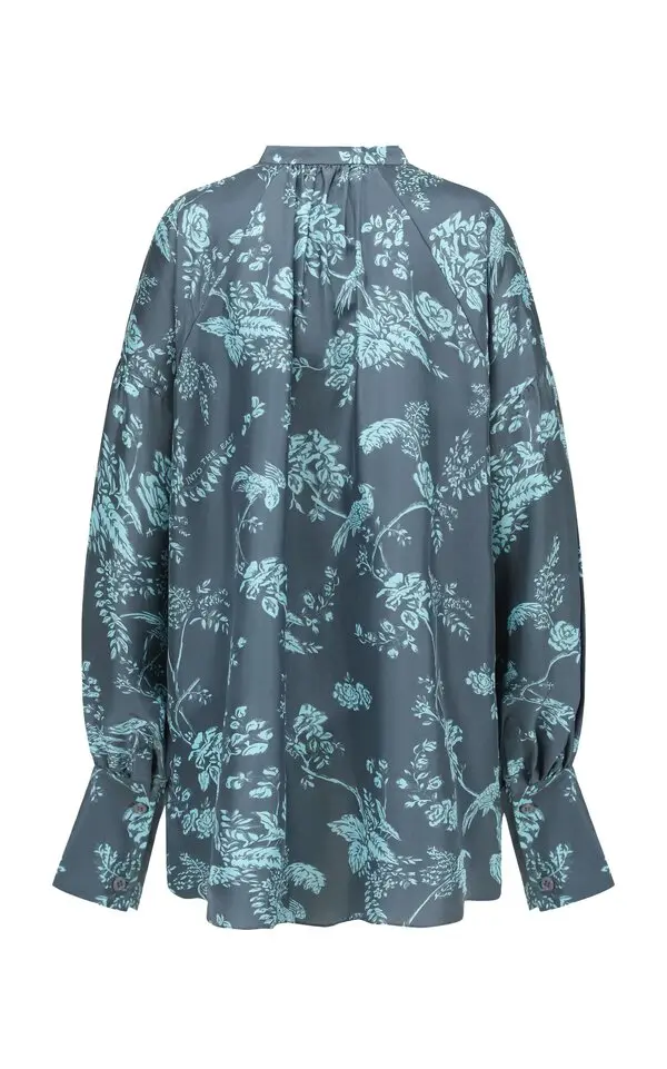 INTO THE EAST Bird And Flower Silk Shirt
