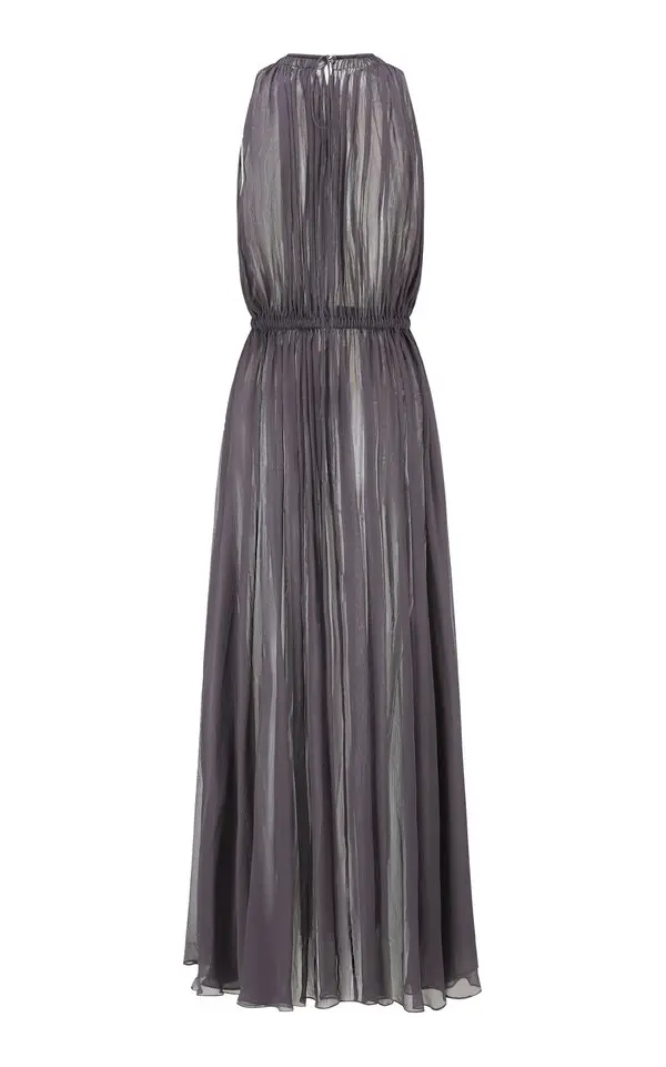 INTO THE EAST Ruched Chiffon Maxi Dress - Purple