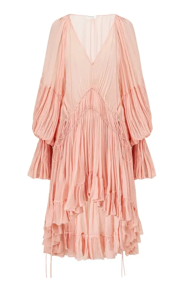 INTO THE EAST Ruffled Silk Midi Dress