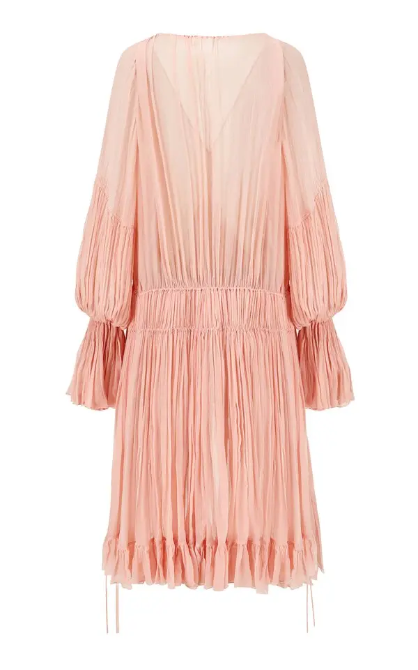 INTO THE EAST Ruffled Silk Midi Dress