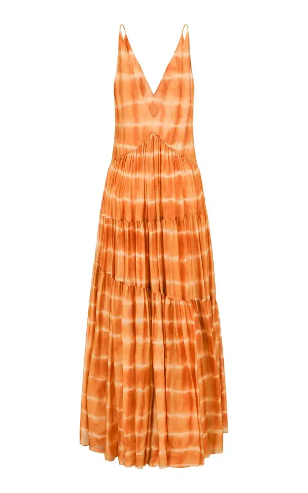 INTO THE EAST Tiered Chiffon Maxi Dress