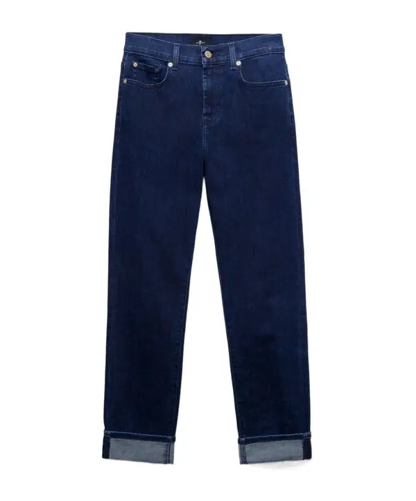 7 For All Mankind Dark Wash Straightleg Rollcuff Jeans