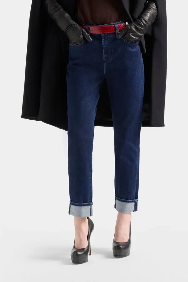 7 For All Mankind Dark Wash Straightleg Rollcuff Jeans
