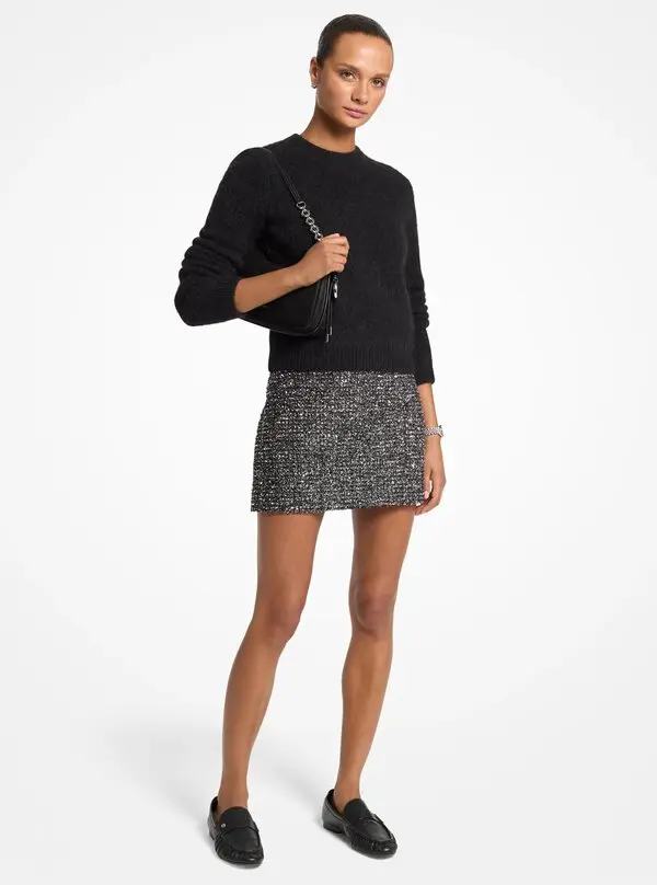 Michael Kors Metallic Tweed Mini Skirt In Size By