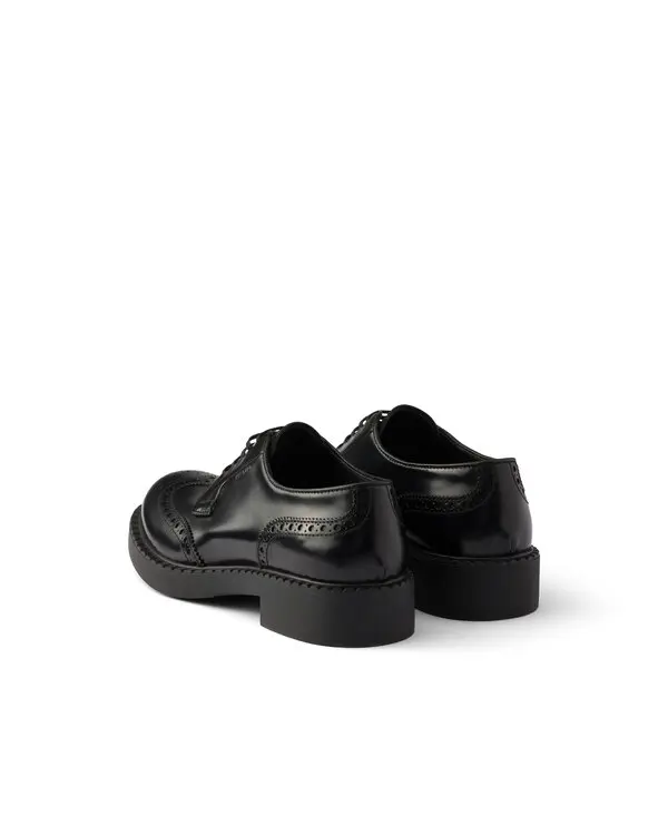 Prada Chocolate Brushed Leather Derby Brogues