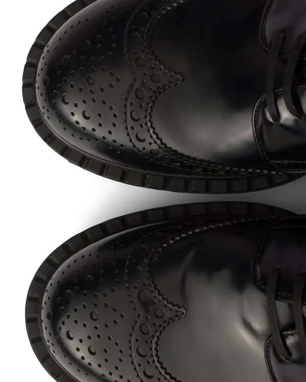 Prada Chocolate Brushed Leather Derby Brogues