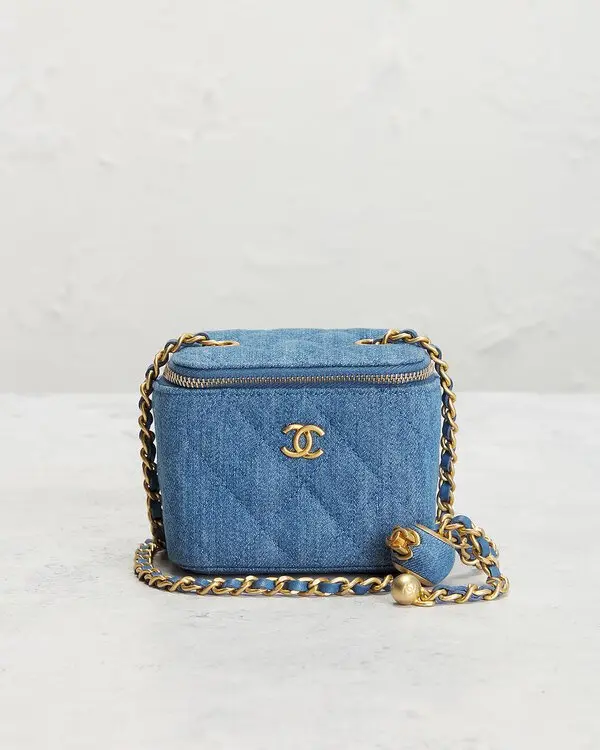 FWRD RENEW Chanel Denim Mini Pearl Crush Vanity Case