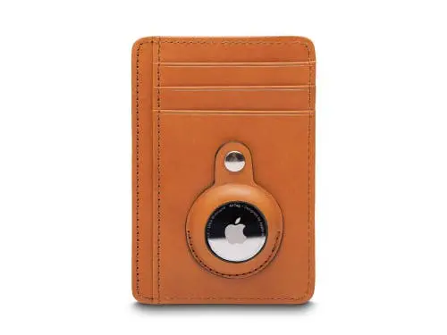 Bosca Old Leather Airtag 7 Pocket Id Card Case - Saddle