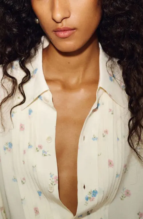 REFORMATION X Alexa Chung Dude Floral Pintuck Button-up Shirt