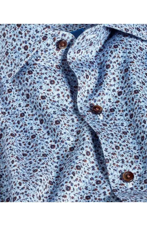 David Donahue Floral Cotton Sport Button-up Shirt