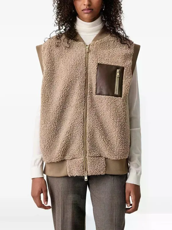 MOS MOSH Fleece-texture Panelled Gilet