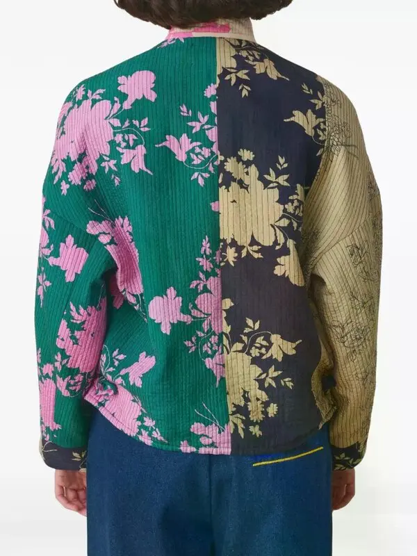 MII Liv Patchwork Quilted Silk Jacket - Neutrals
