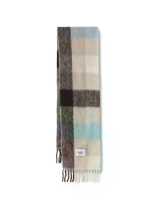 Marc O'polo Check-pattern Fringed Scarf - Blue