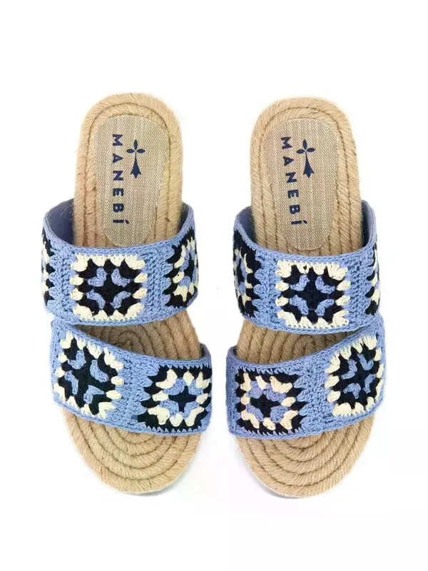 Manebí Crochet-knit Two-strap Sandals