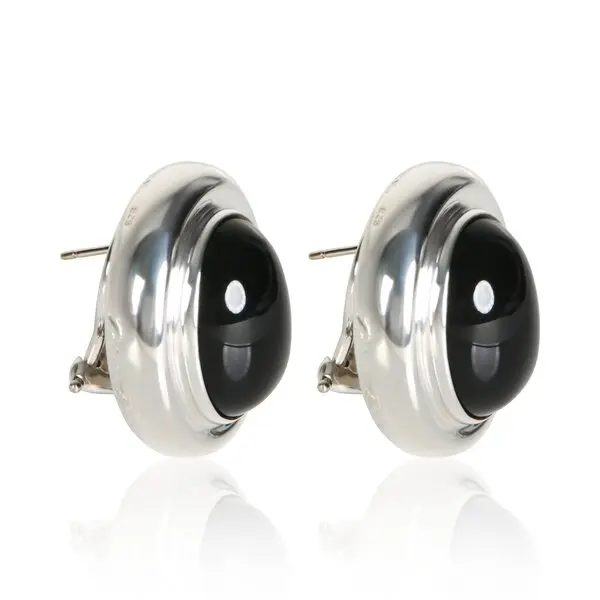 Tiffany & Co. Sterling Silver Onyx Paloma Picasso Earrings