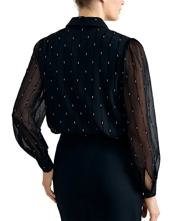 PHASE EIGHT Tessa Sparkly Sheer Tie Neck Blouse