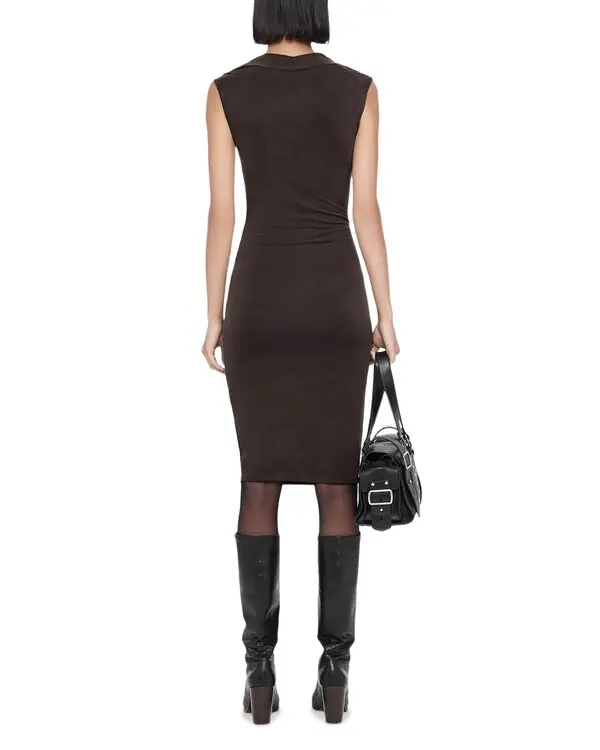 ALLSAINTS Malina Cowl Neck Bodycon Midi Dress - Brown