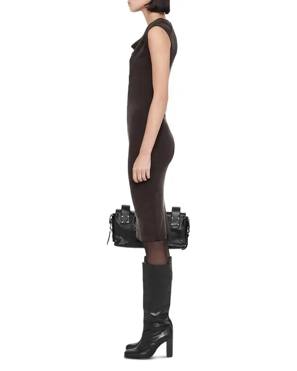 ALLSAINTS Malina Cowl Neck Bodycon Midi Dress - Brown