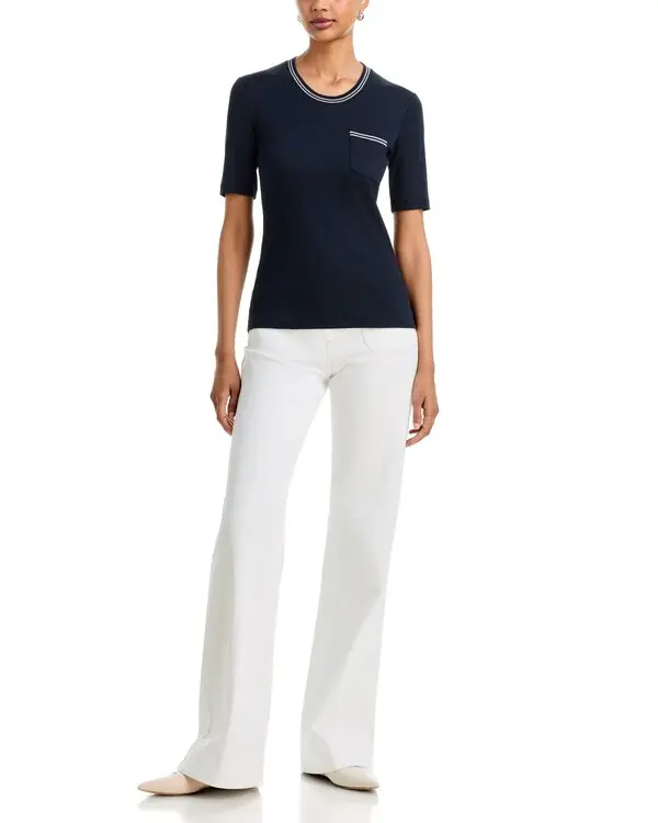 Fabiana Filippi Cotton Stretch Striped Trim Jersey Tee