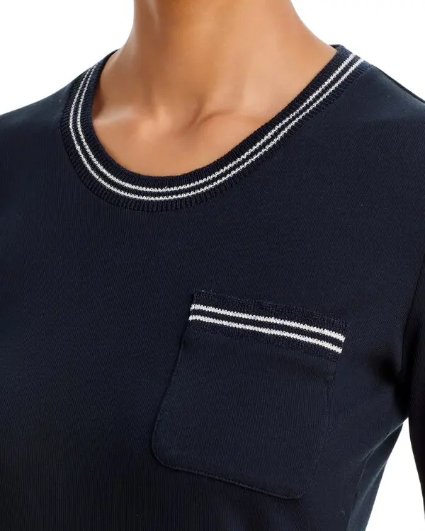 Fabiana Filippi Cotton Stretch Striped Trim Jersey Tee