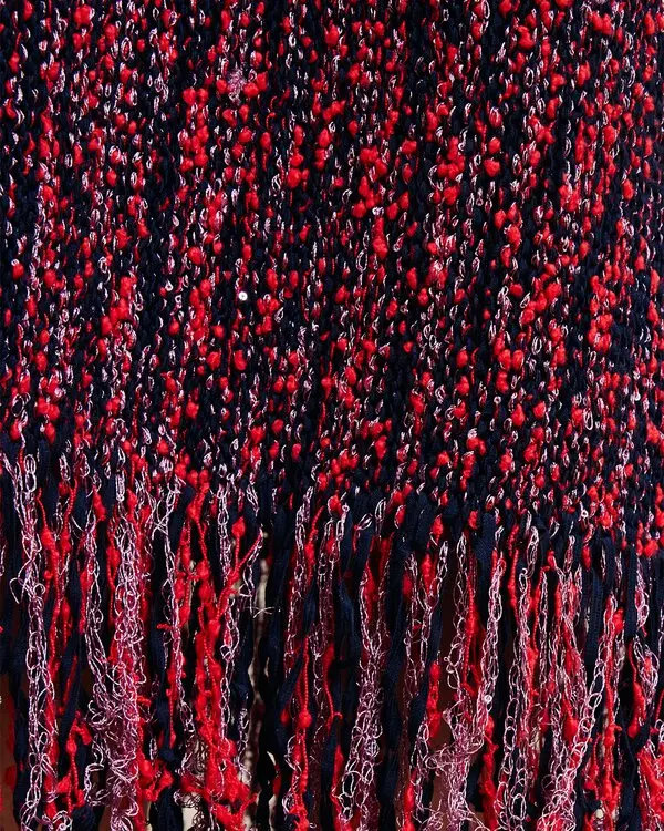 ALEMAIS Nieve Sequined Fringe Knit Midi Skirt