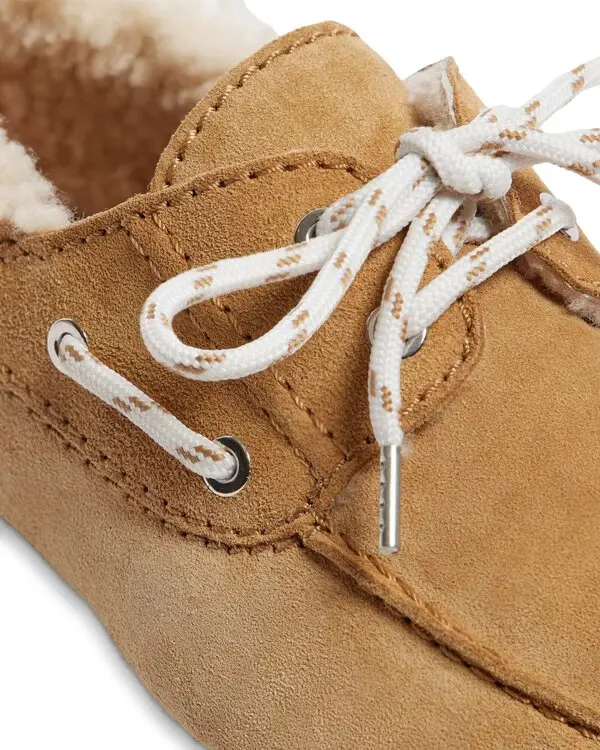 Sandro Suede Shearling Lined Boat Shoes