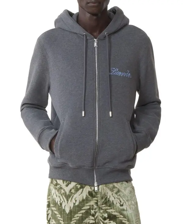 LANVIN Ribbon Zip-up Cotton And Cashmere Hoodie
