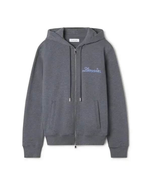 LANVIN Ribbon Zip-up Cotton And Cashmere Hoodie