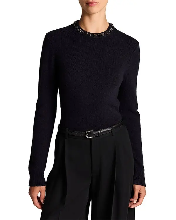 Vince Gem Embellished Wool & Cashmere Crewneck Sweater