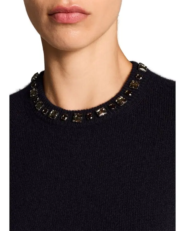 Vince Gem Embellished Wool & Cashmere Crewneck Sweater