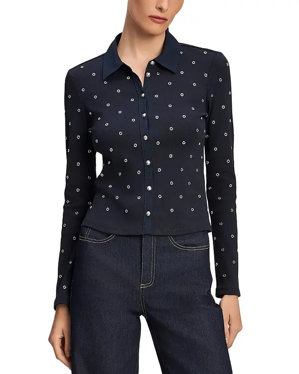 Cinq À Sept Jensyn Grommet Cotton Stretch Top