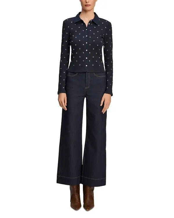 Cinq À Sept Jensyn Grommet Cotton Stretch Top