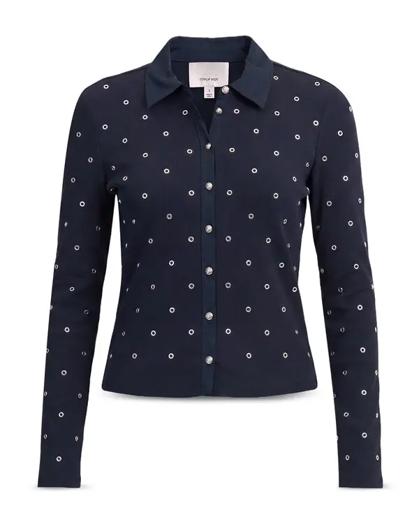 Cinq À Sept Jensyn Grommet Cotton Stretch Top