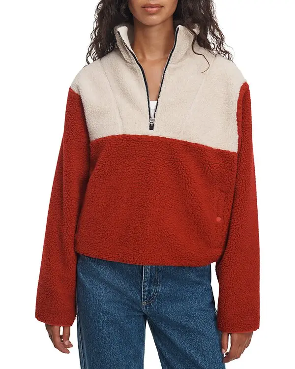 Rag & Bone Charly Colorblocked Half Zip Pullover - Red Multi