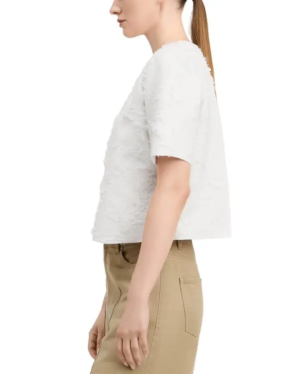 Derek Lam 10 Crosby Alicia Feather Clipped Bonded Fil Coupe Cropped Tee