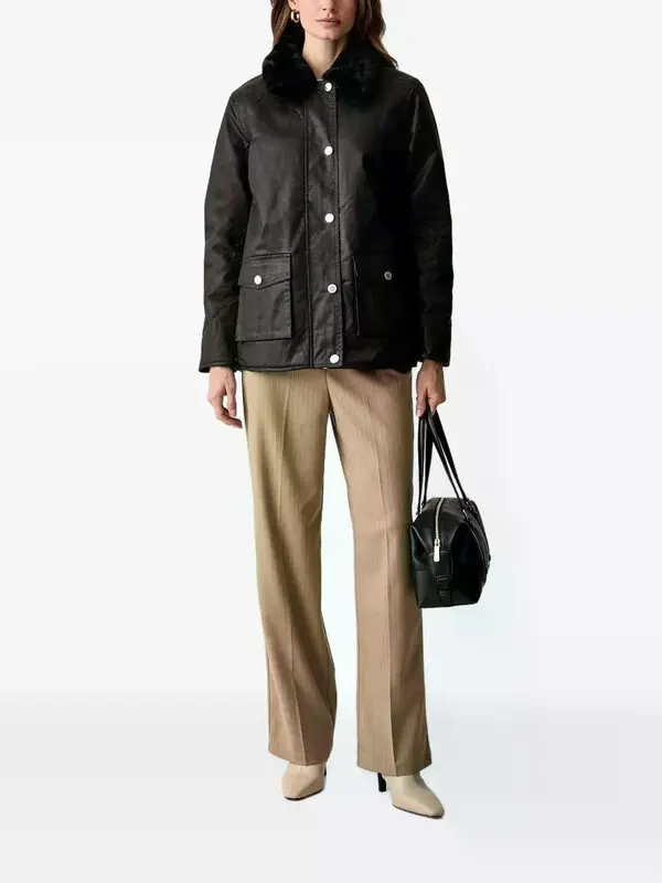 MORGAN Faux-fur Collar Coated Jacket