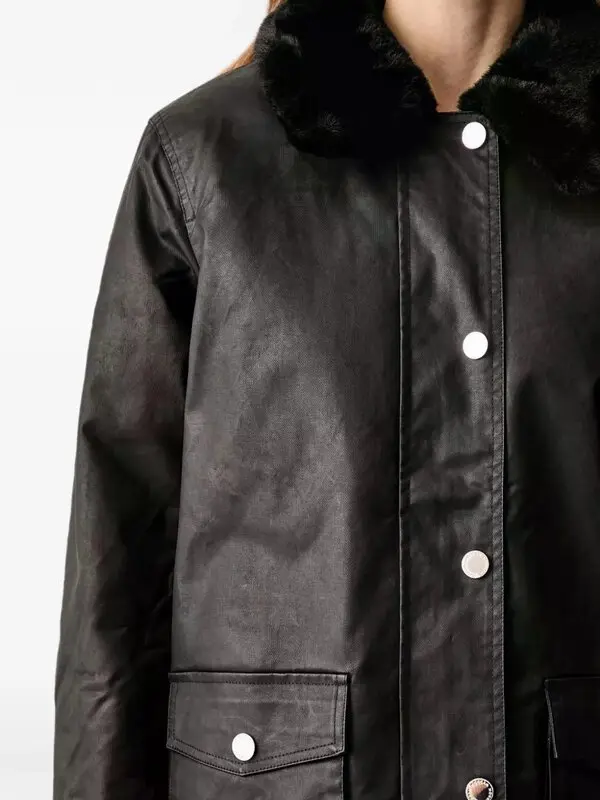 MORGAN Faux-fur Collar Coated Jacket