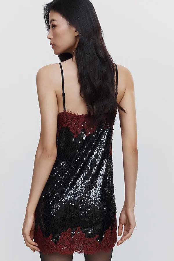 SUNDAY IN BROOKLYN Sequ Slip Mi Dress