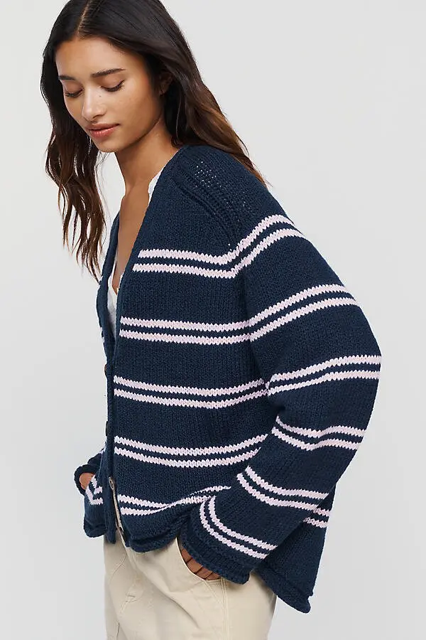 PILCRO Harlo 100% Cotton Boxy Cardigan