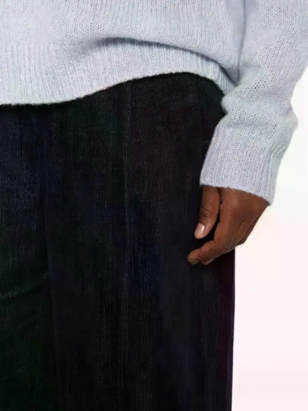 VIA MASINI 80 Corduroy-effect Wide-leg Trousers - Midnight Navy