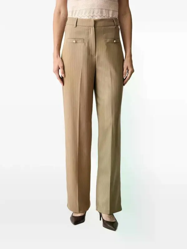 MORGAN Pinstripe Button-detail Trousers