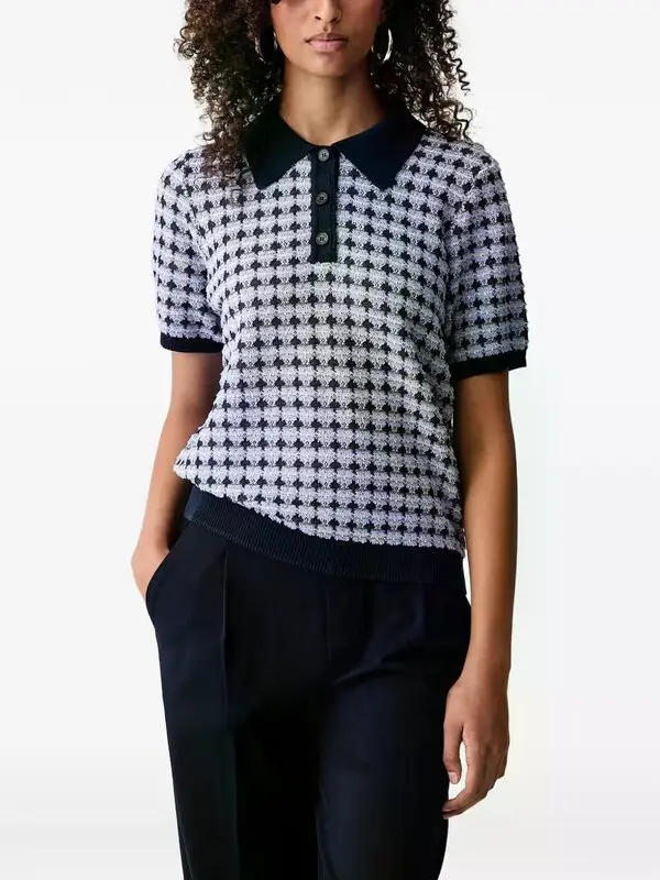 MOS MOSH Houndstooth-pattern Polo Shirt