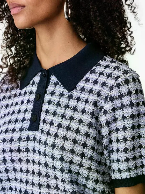 MOS MOSH Houndstooth-pattern Polo Shirt