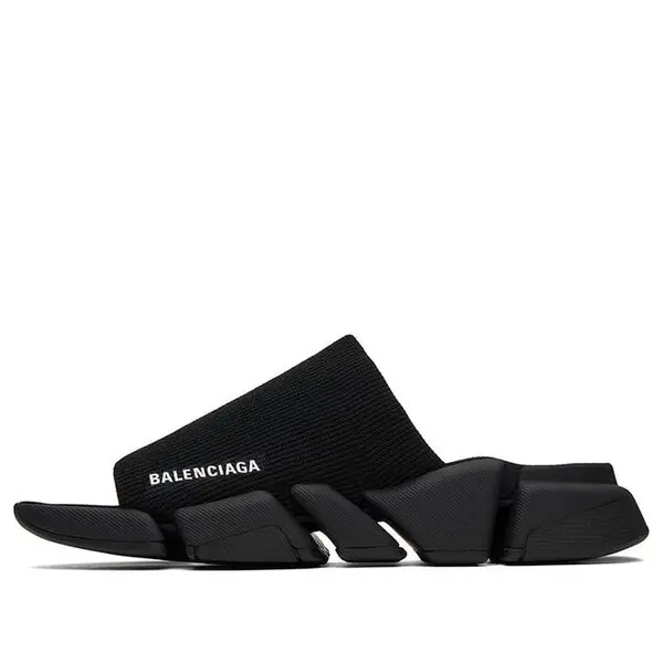 Balenciaga Speed 2.0 Slides Recycled Knit And Sole Unit - Black