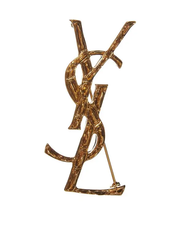 Saint Laurent Cassandre' Crocodile Brooch In Metal - Multicolor